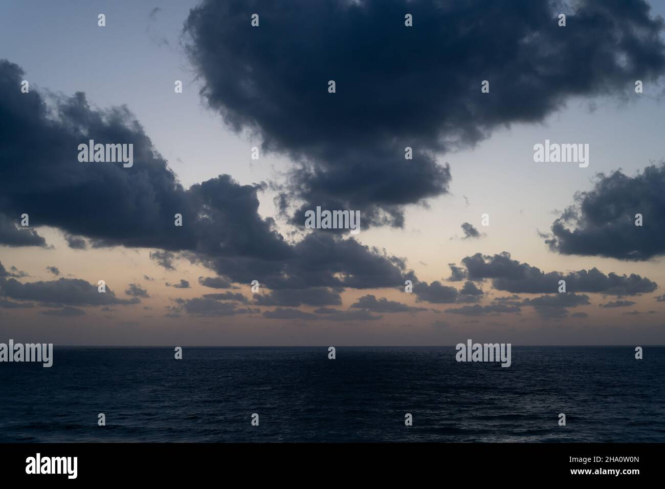 Sea view with sunset from Argaman beach in Netanya in Israel Stock ...