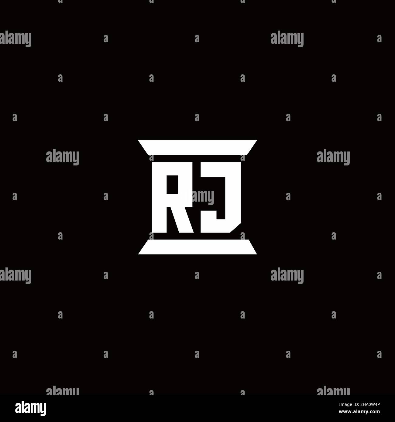 RJ logo initial letter monogram with pillar shape design template ...