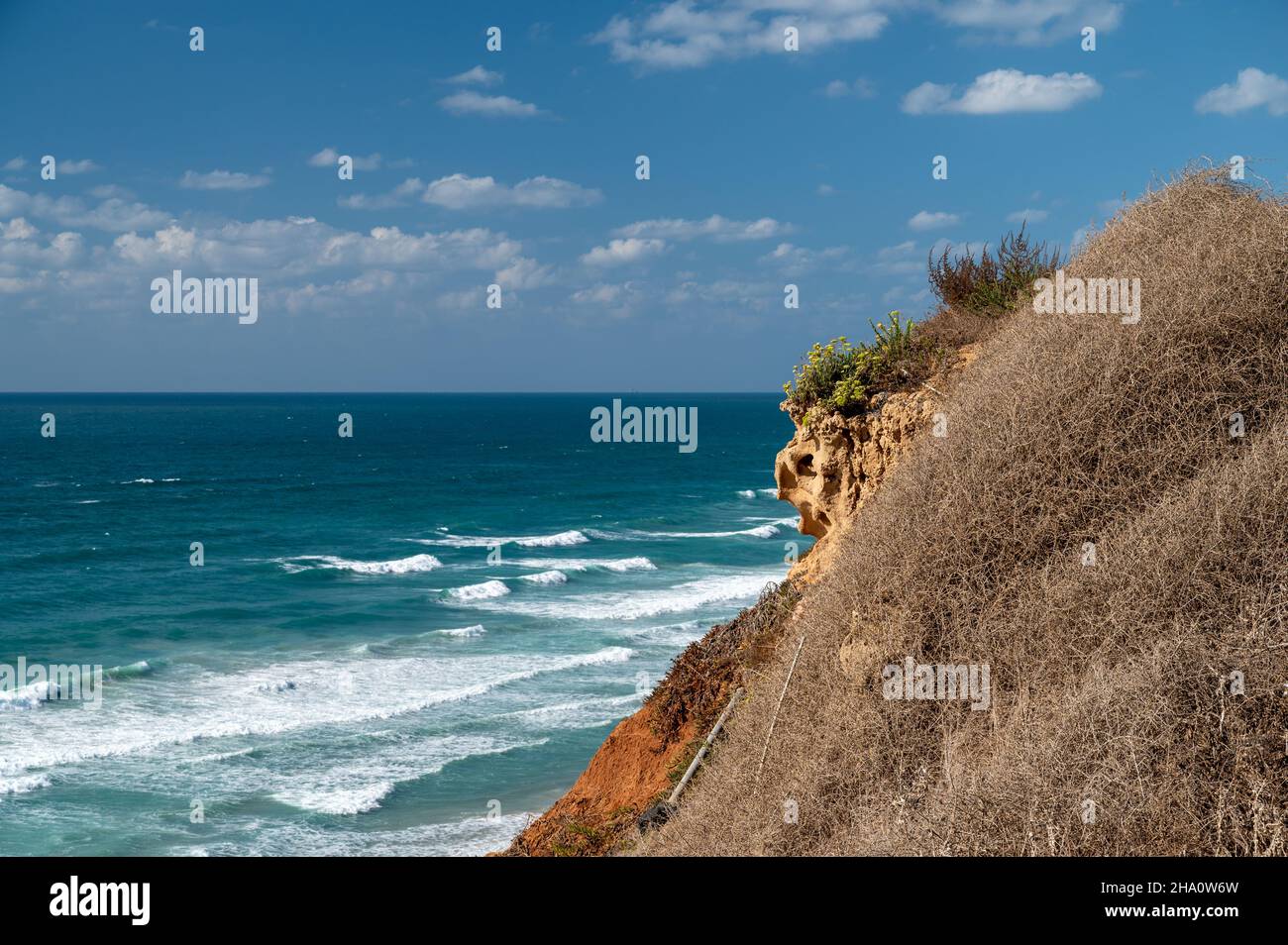 Argaman beach in Netanya in Israel view from the hill Stock Photo - Alamy