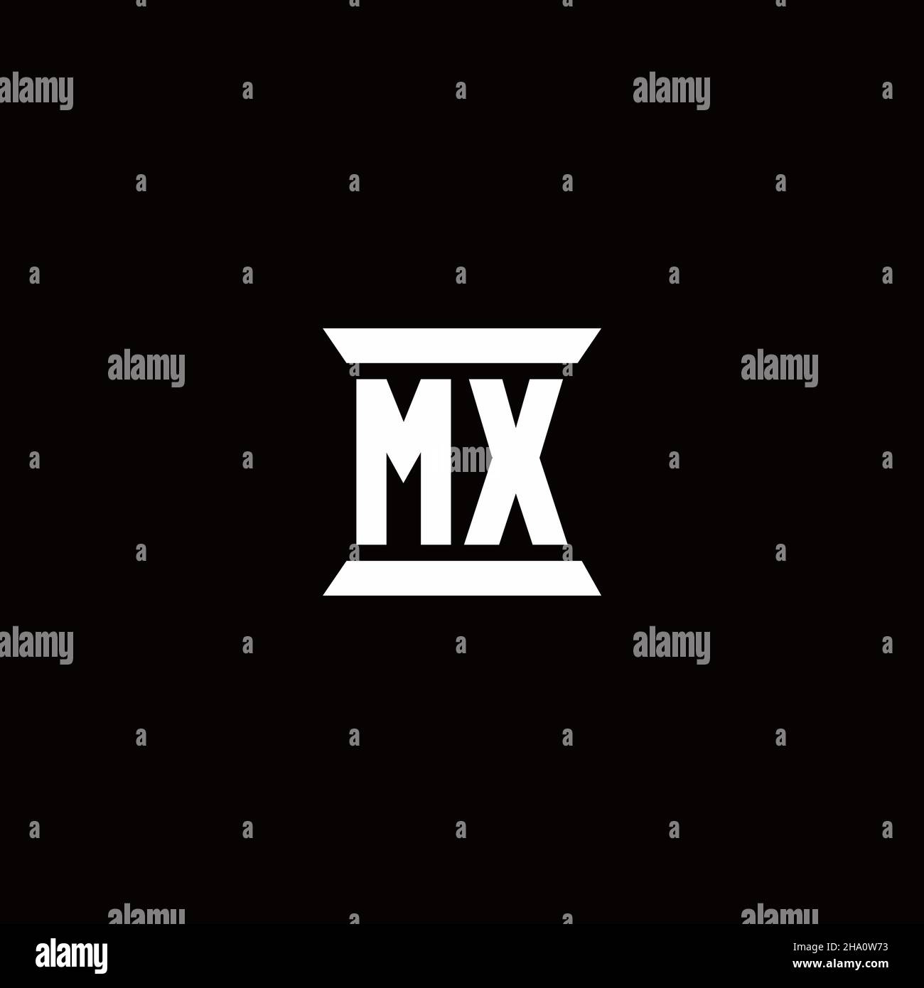 MX logo initial letter monogram with pillar shape design template ...