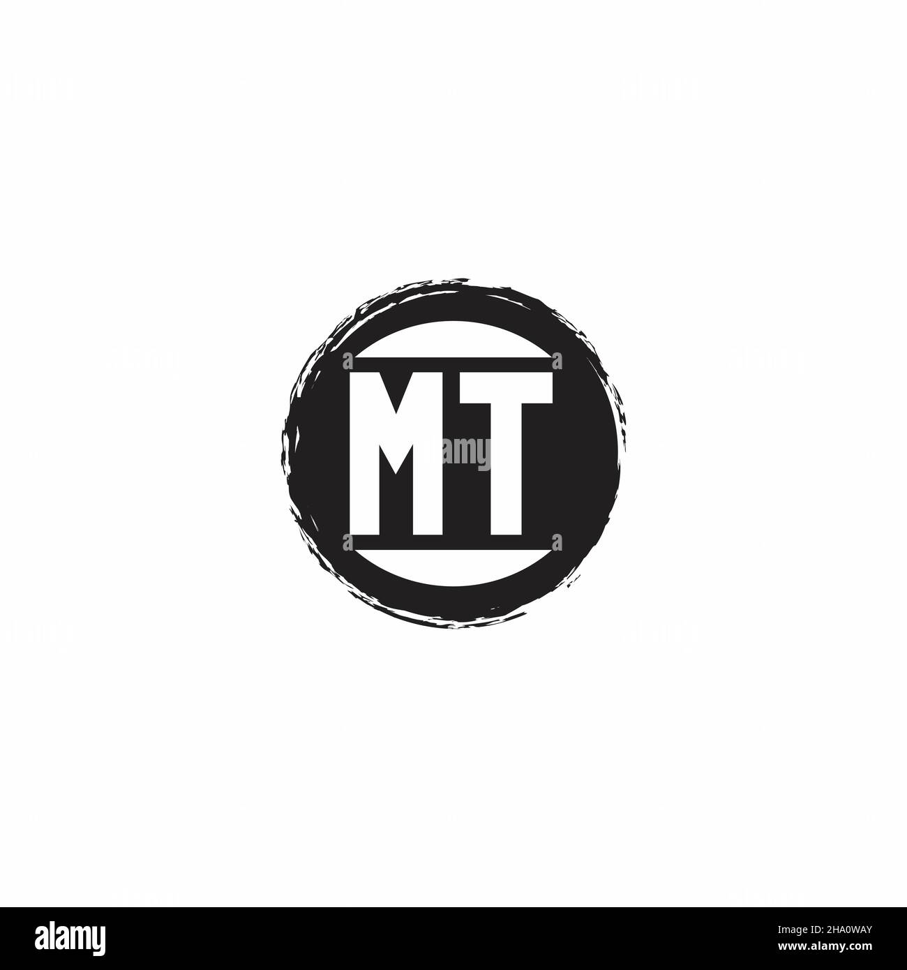 MT Logo Initial Letter Monogram with abstrac circle shape design template isolated in white ...