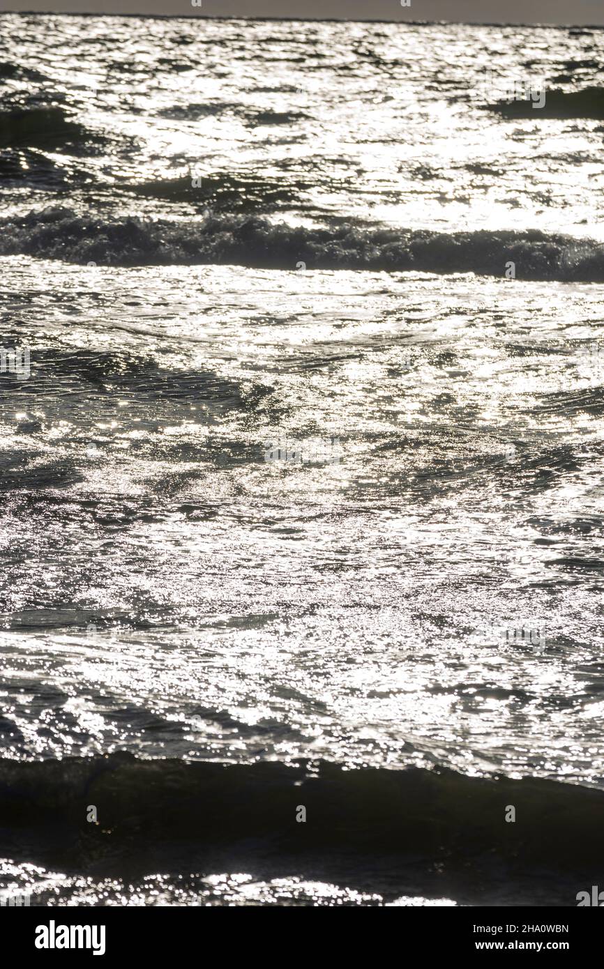 Hjoerring: sea, waves, surf, in Loekken, Jylland, Jutland, Denmark ...