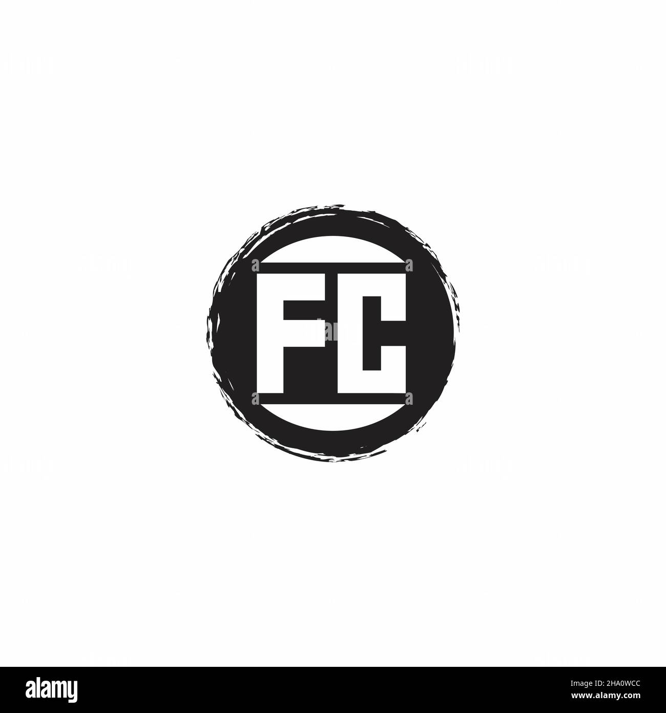 FC Logo Initial Letter Monogram with abstrac circle shape design template isolated in white ...