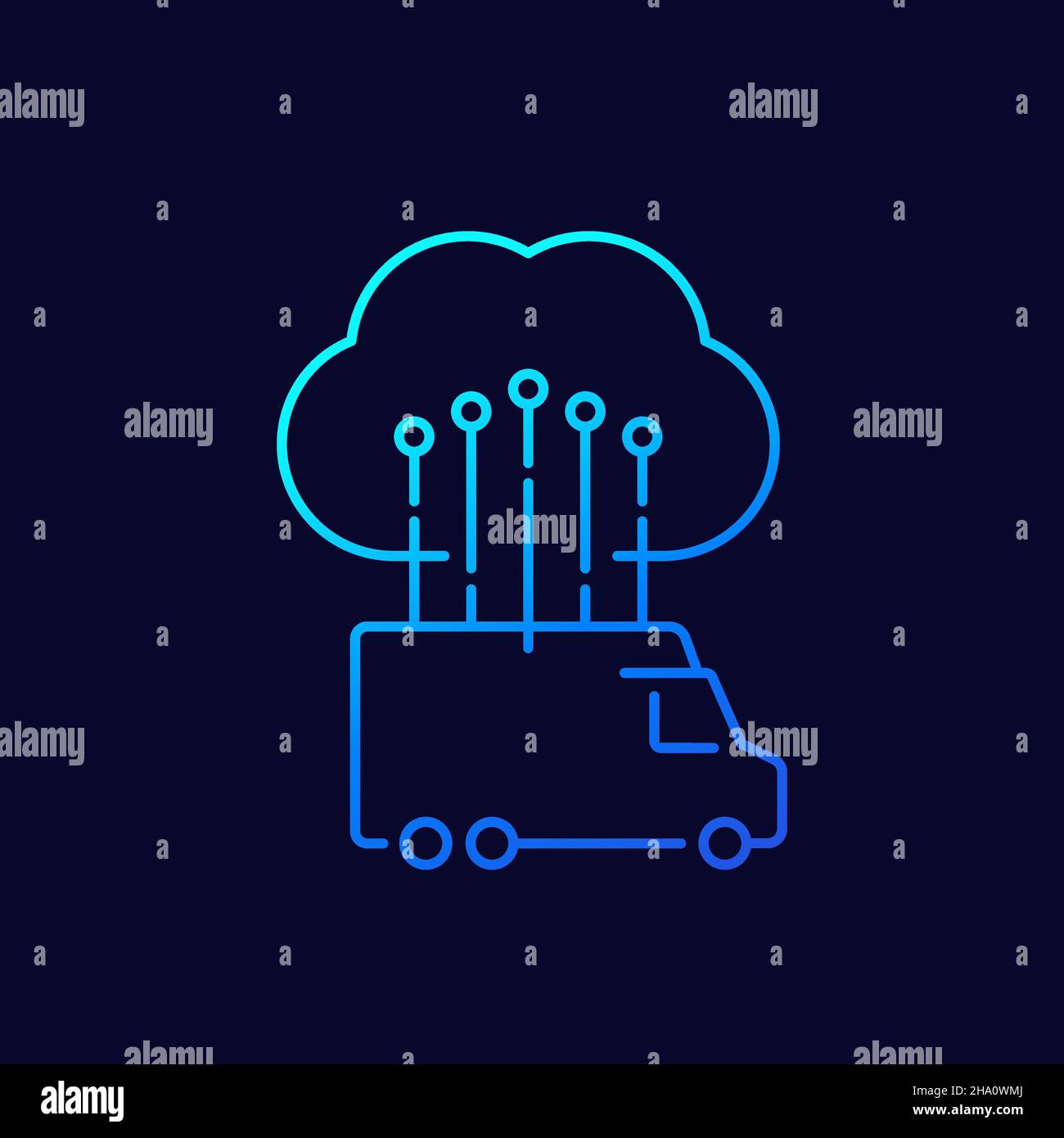 van, truck connected to cloud line vector icon Stock Vector Image & Art ...