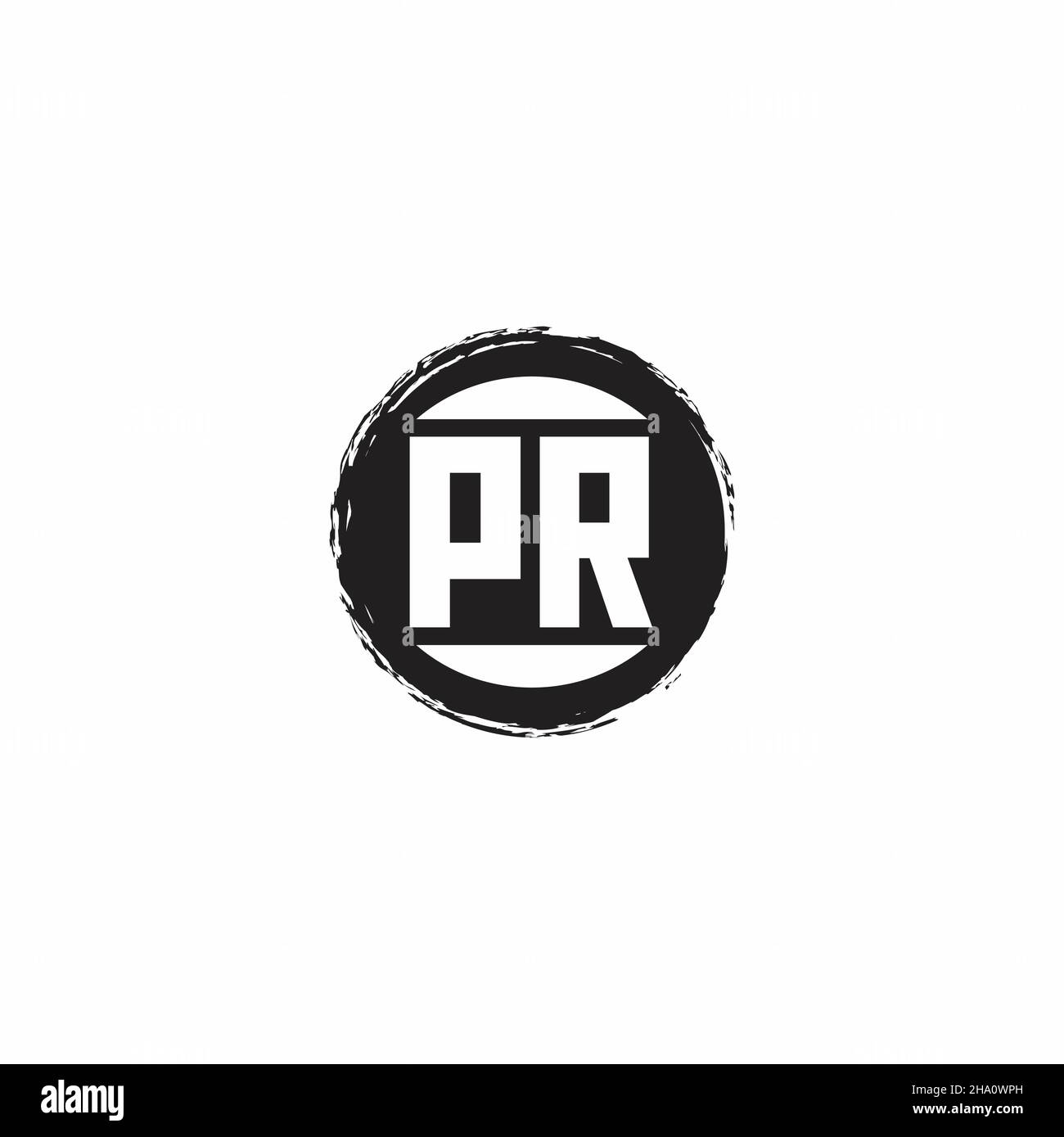 PR Logo Initial Letter Monogram with abstrac circle shape design ...