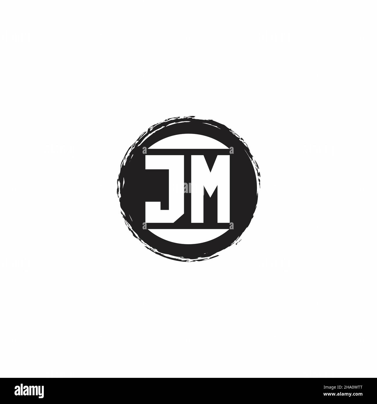 JM Logo Initial Letter Monogram with abstrac circle shape design template isolated in white ...