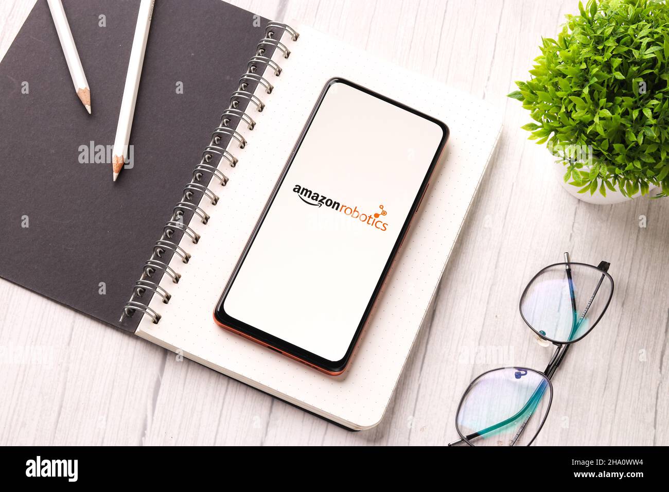 West Bangal, India - December 05, 2021 : Amazon Robotics logo on phone ...