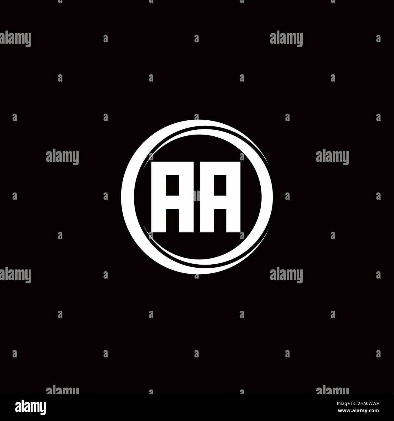 AA logo initial letter monogram with circle slice rounded design ...