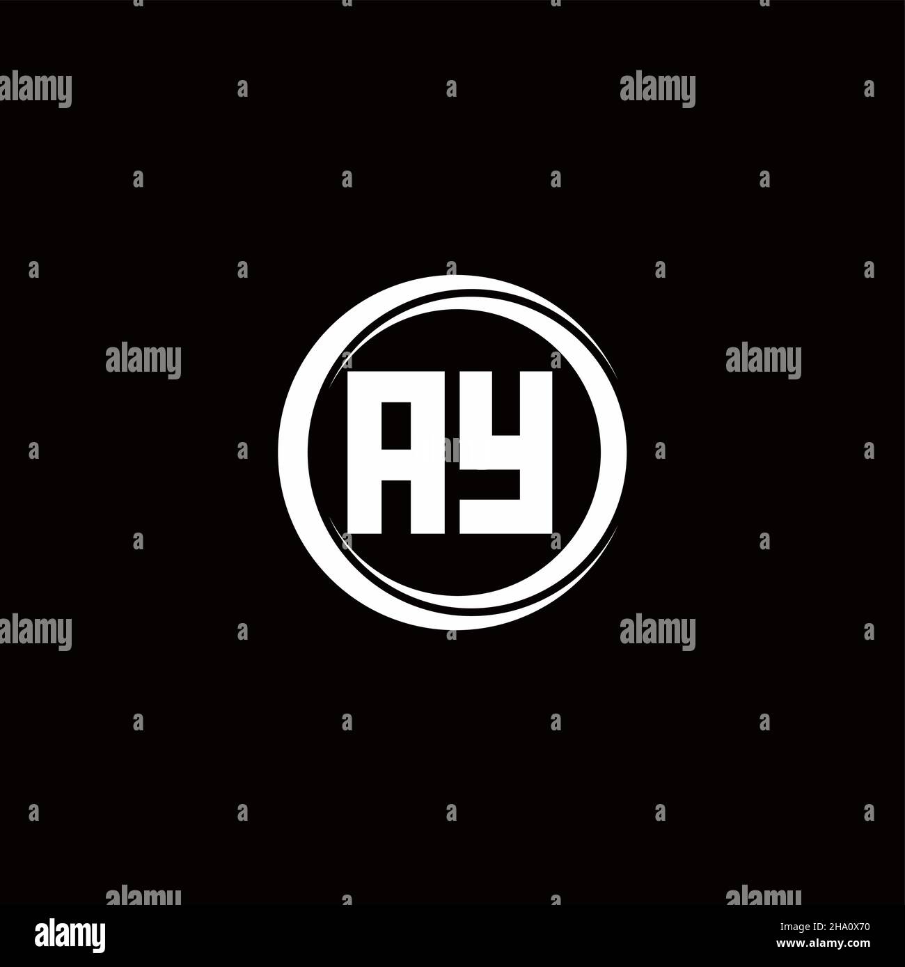 AY logo initial letter monogram with circle slice rounded design ...