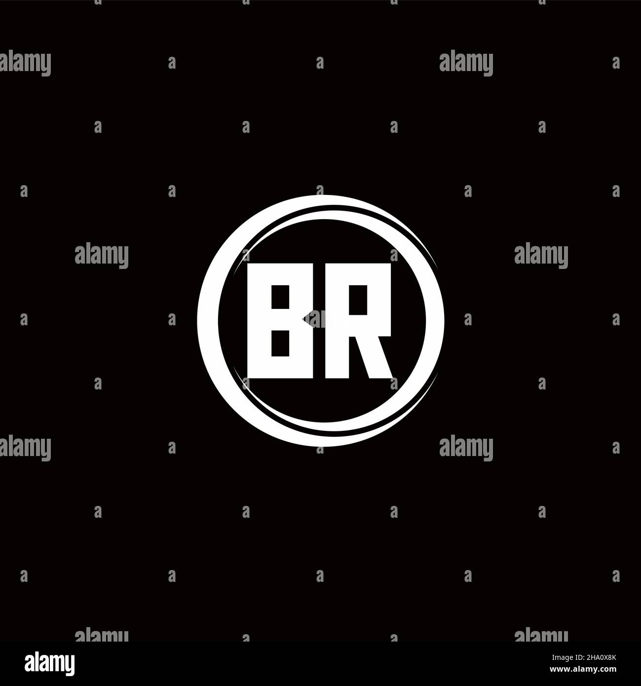 BR logo initial letter monogram with circle slice rounded design ...