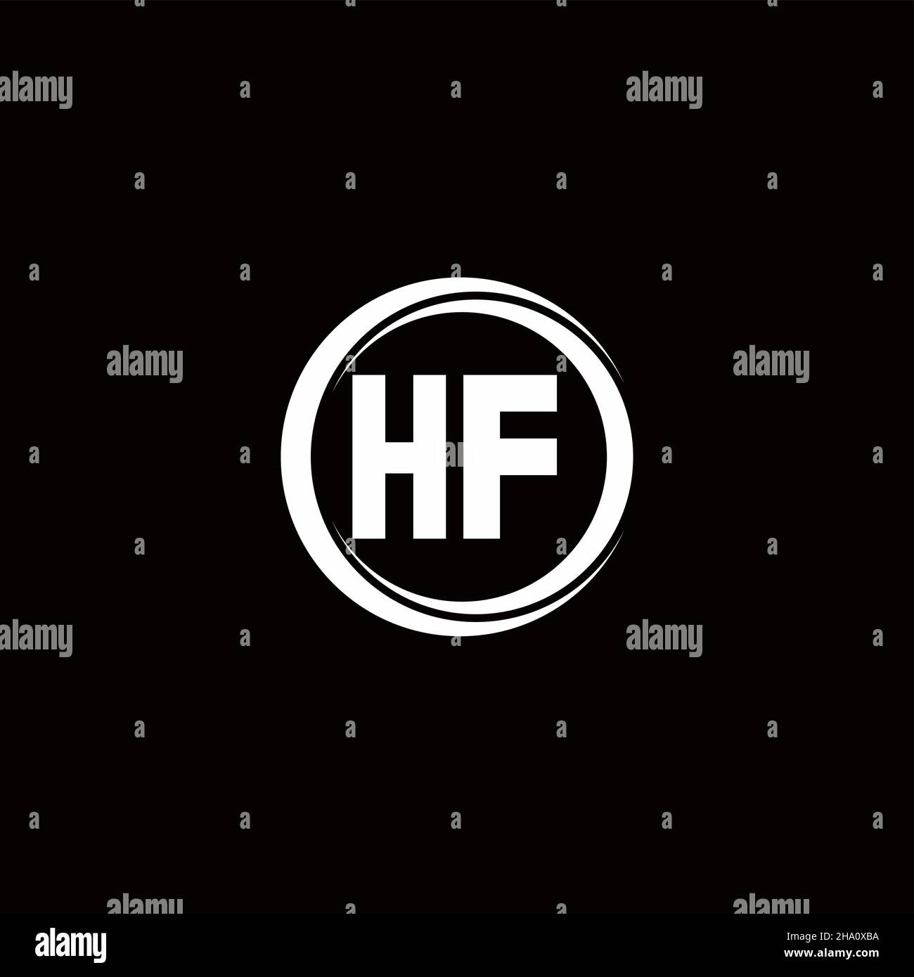 HF logo initial letter monogram with circle slice rounded design ...