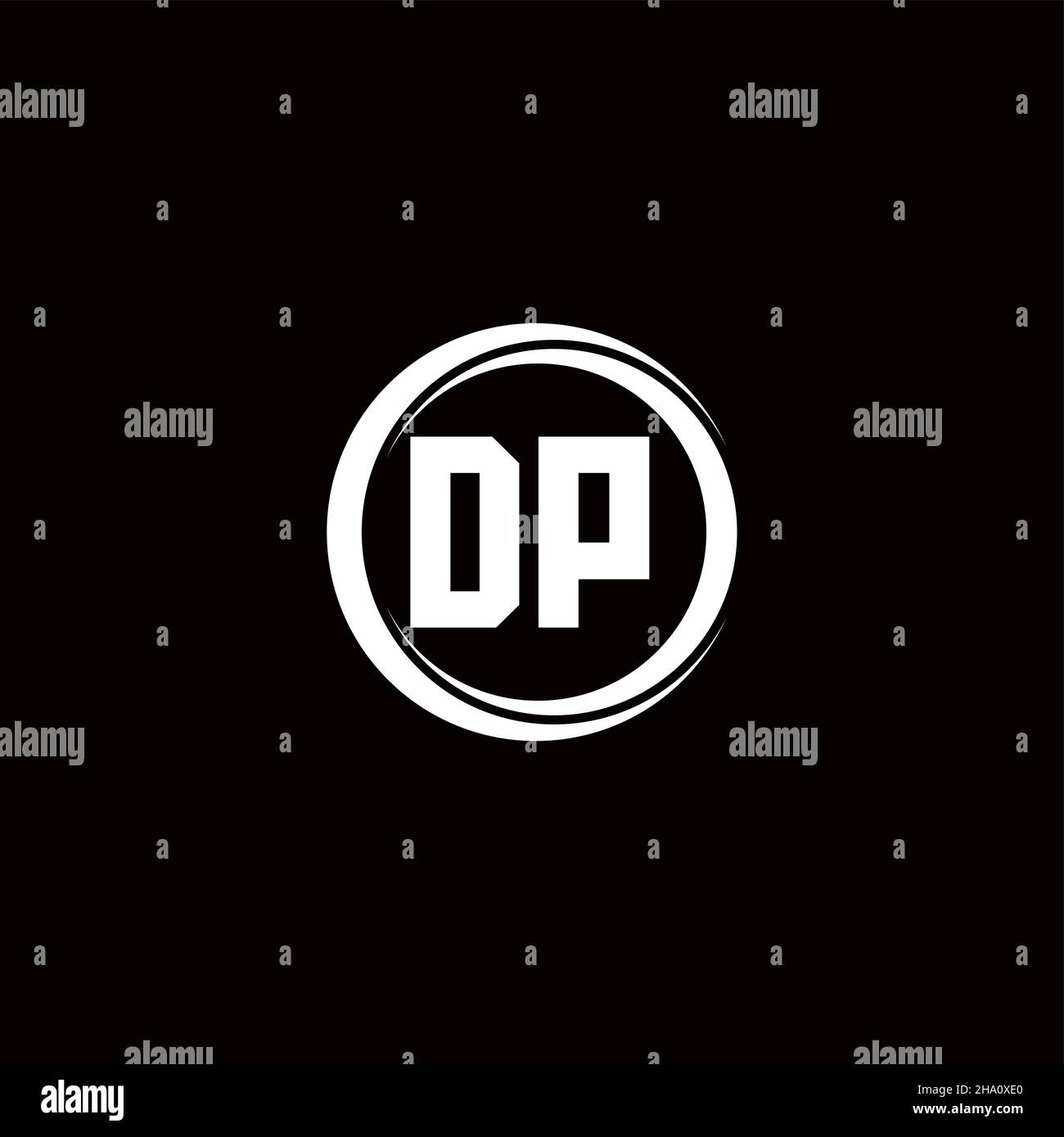 DP logo initial letter monogram with circle slice rounded design ...