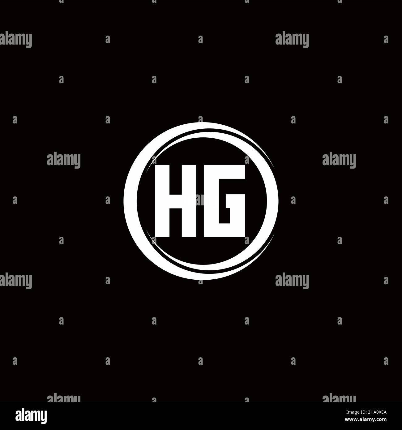 HG logo initial letter monogram with circle slice rounded design ...