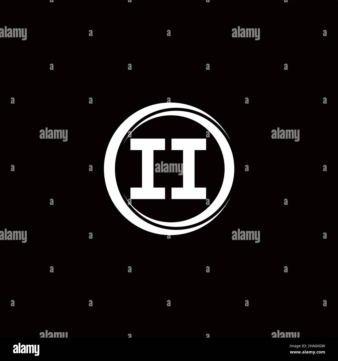II logo initial letter monogram with circle slice rounded design ...
