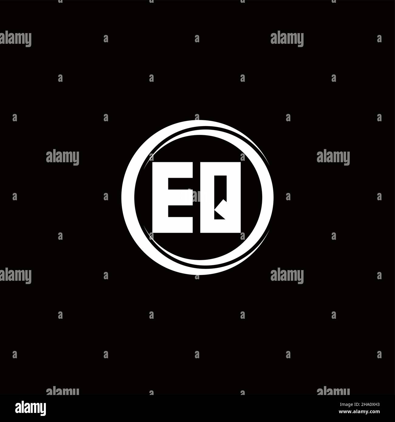 EQ logo initial letter monogram with circle slice rounded design ...