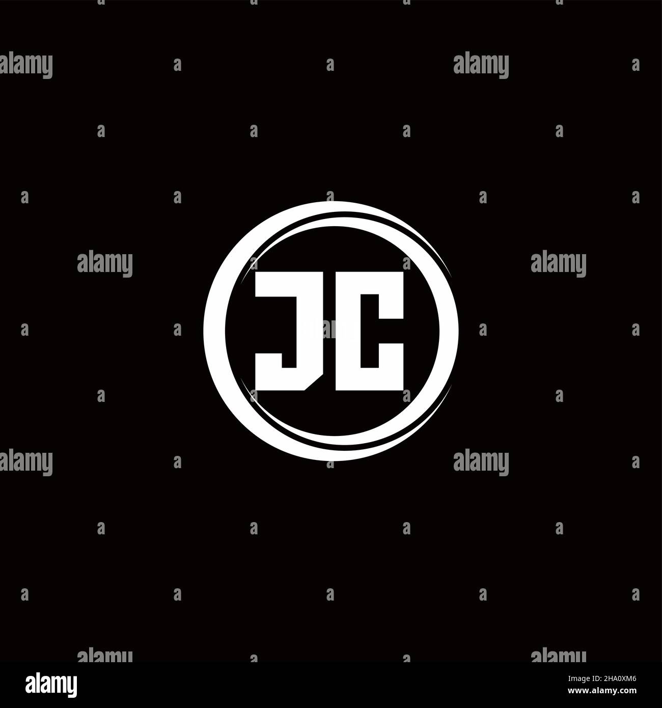 JC logo initial letter monogram with circle slice rounded design ...