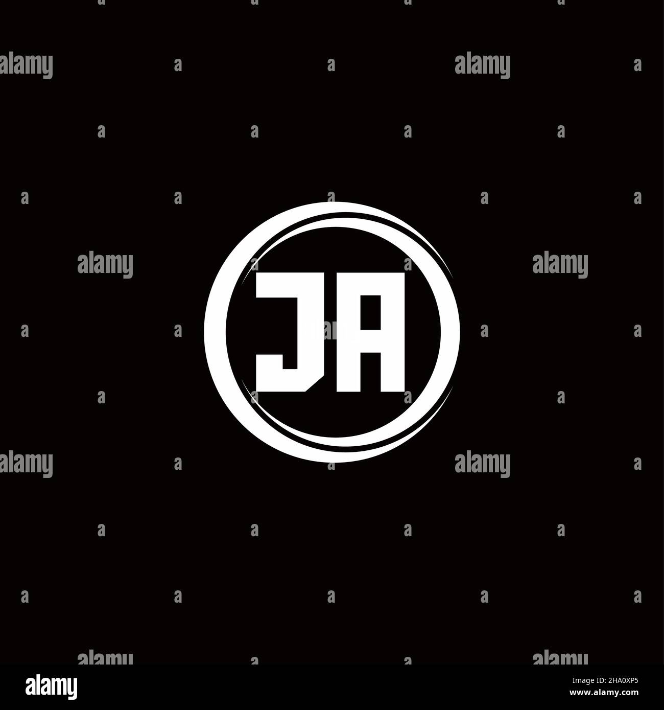 JA logo initial letter monogram with circle slice rounded design ...