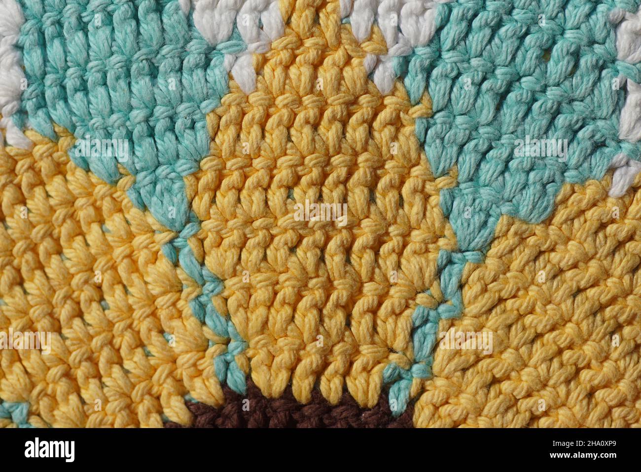 Abstract crocheted colorful background. Crocheted texture with cotton ...