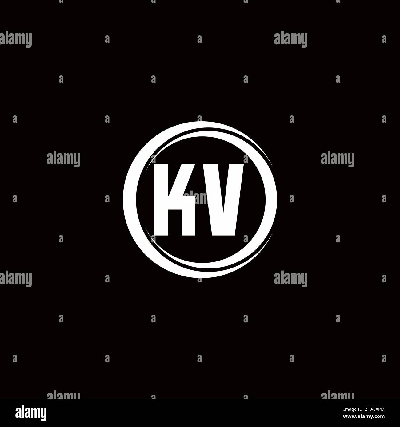 KV logo initial letter monogram with circle slice rounded design ...