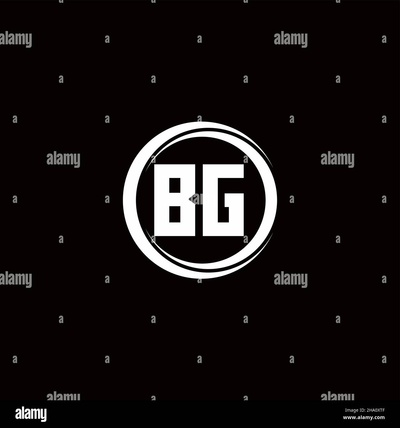 BG logo initial letter monogram with circle slice rounded design ...