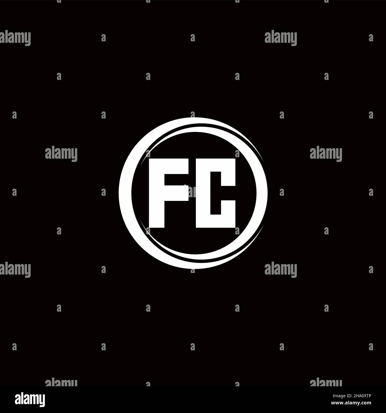 FC logo initial letter monogram with circle slice rounded design ...
