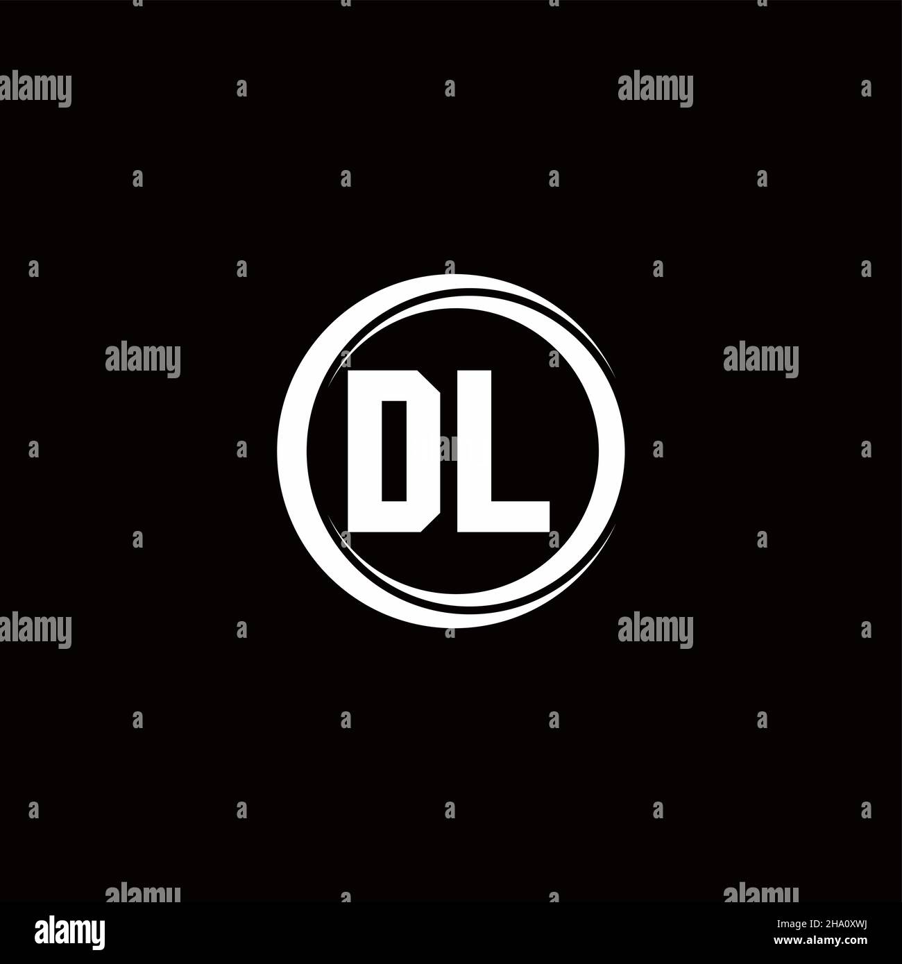 DL logo initial letter monogram with circle slice rounded design ...