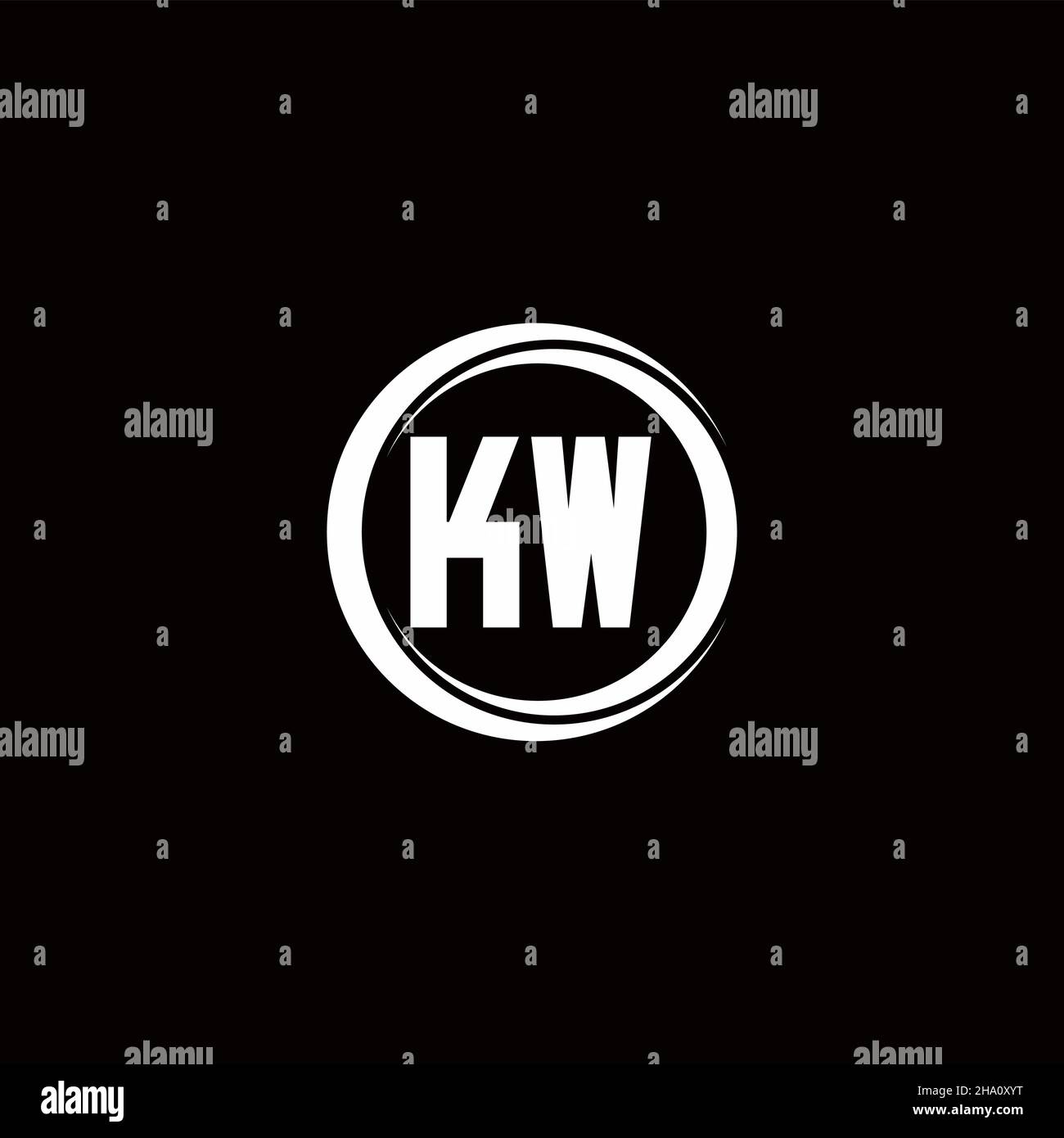 KW logo initial letter monogram with circle slice rounded design ...