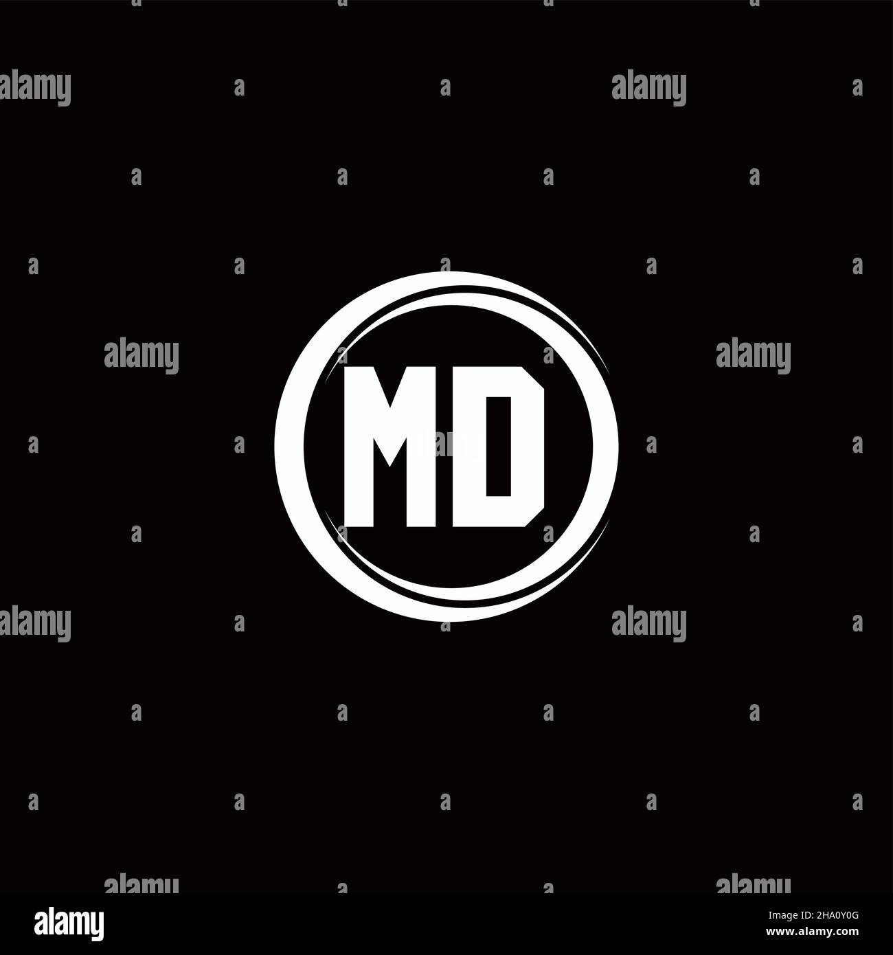 MD logo initial letter monogram with circle slice rounded design ...