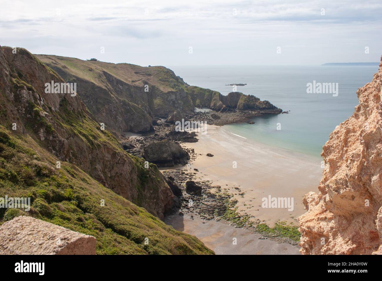 La Grande Greve Bay and view of Sark Cliffs from La Coupee, Sark ...