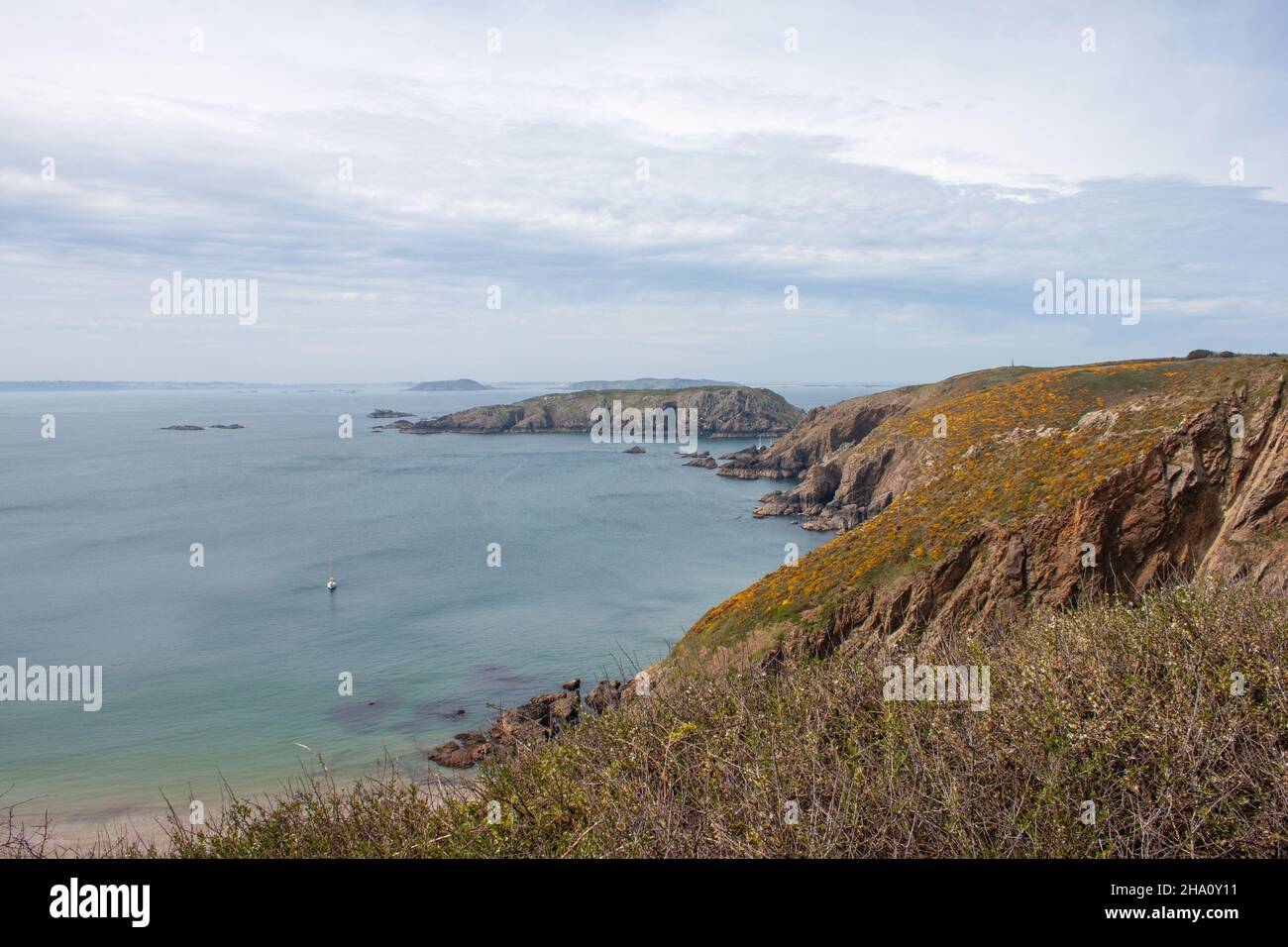 View of Brecqhou Island and the Sark cliffs, Sark, Channel Islands ...