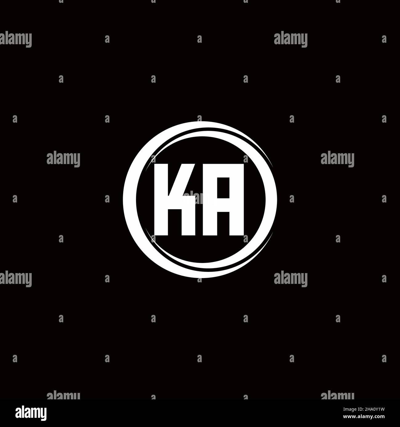 KA logo initial letter monogram with circle slice rounded design ...
