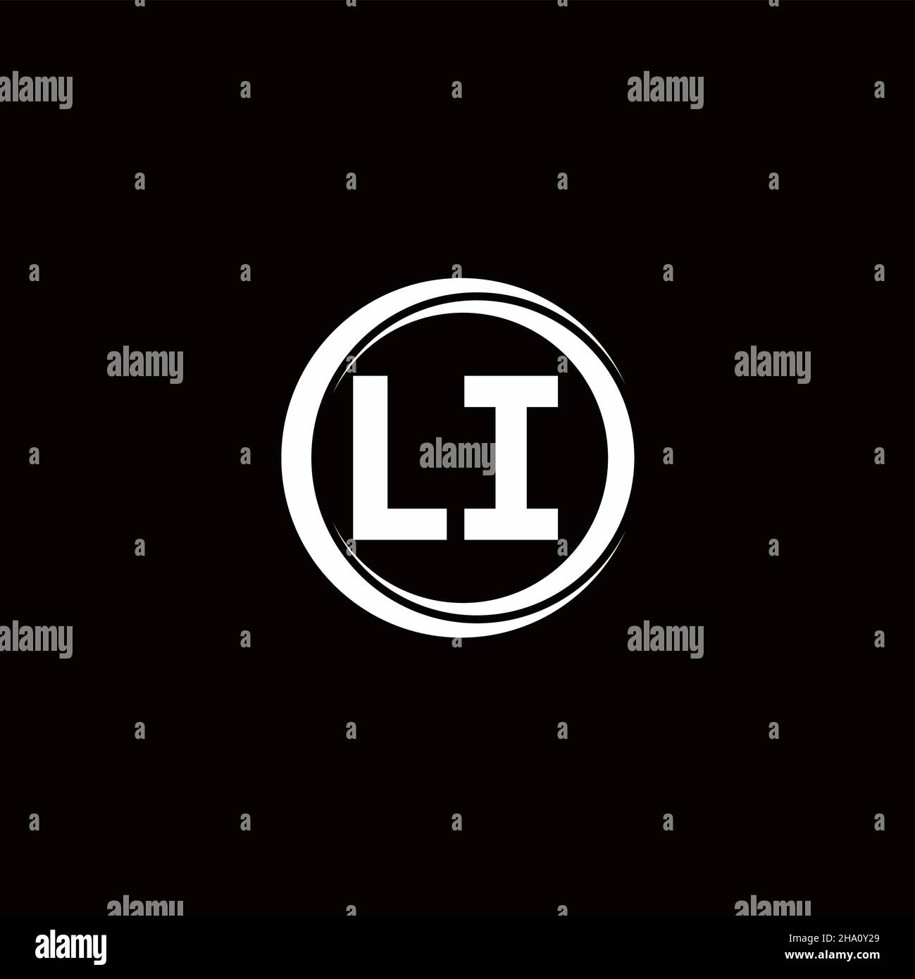 LI logo initial letter monogram with circle slice rounded design ...