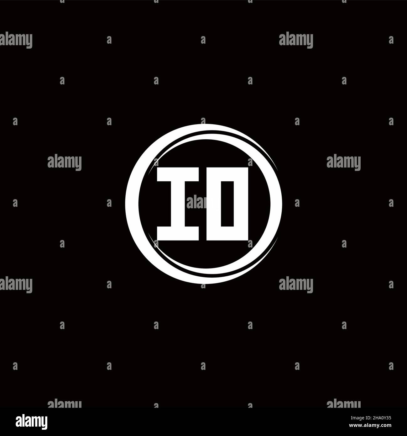 IO logo initial letter monogram with circle slice rounded design ...