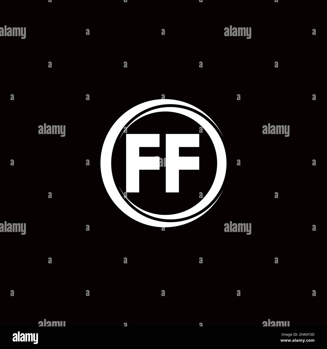FF logo initial letter monogram with circle slice rounded design ...