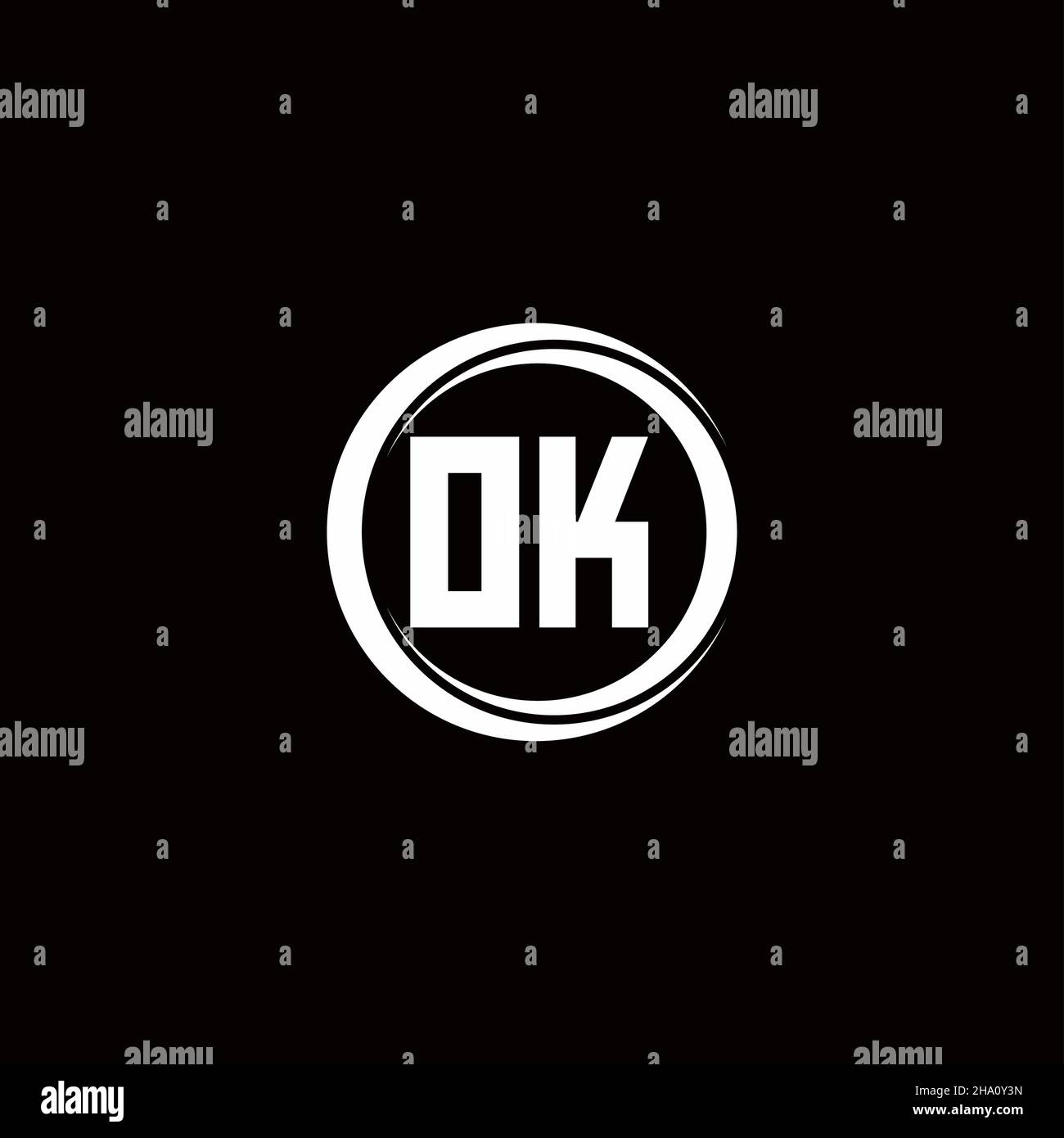 OK logo initial letter monogram with circle slice rounded design ...