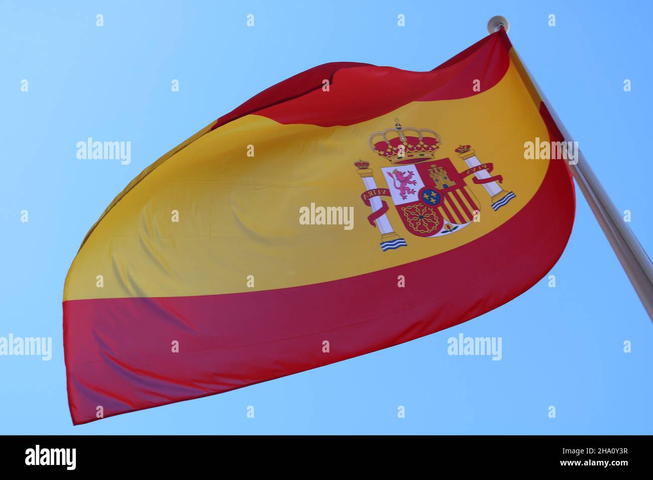 Flag of Spain flying in Madrid Stock Photo - Alamy