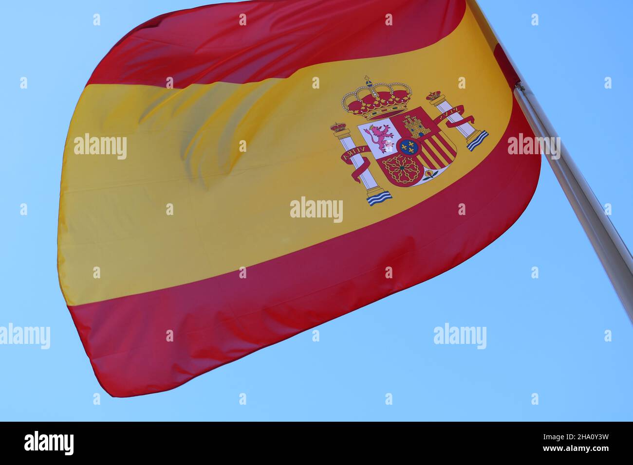Flag of Spain flying in Madrid Stock Photo - Alamy