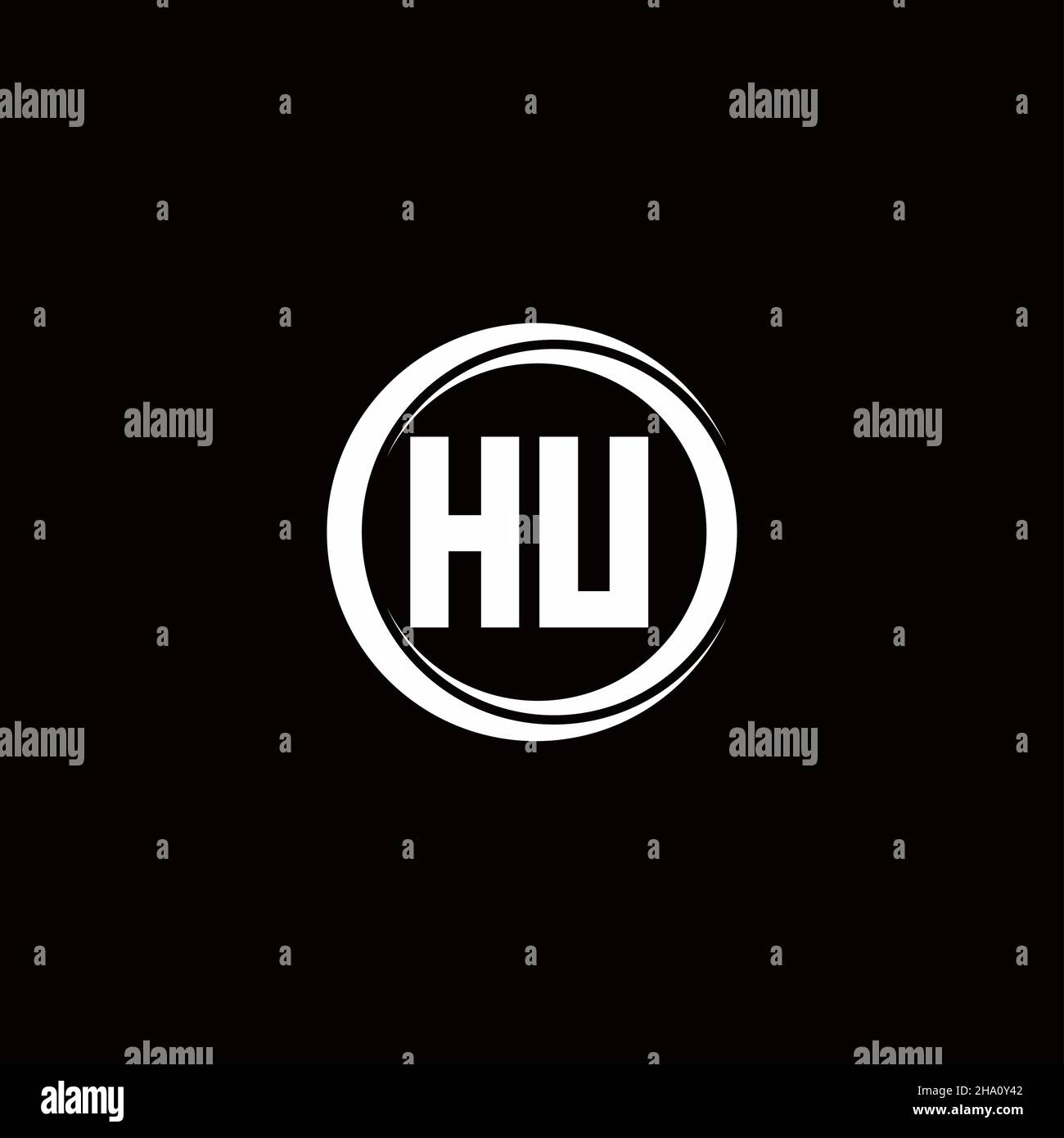HU logo initial letter monogram with circle slice rounded design ...