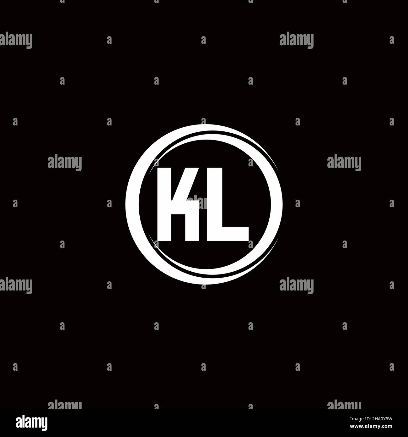 KL logo initial letter monogram with circle slice rounded design ...