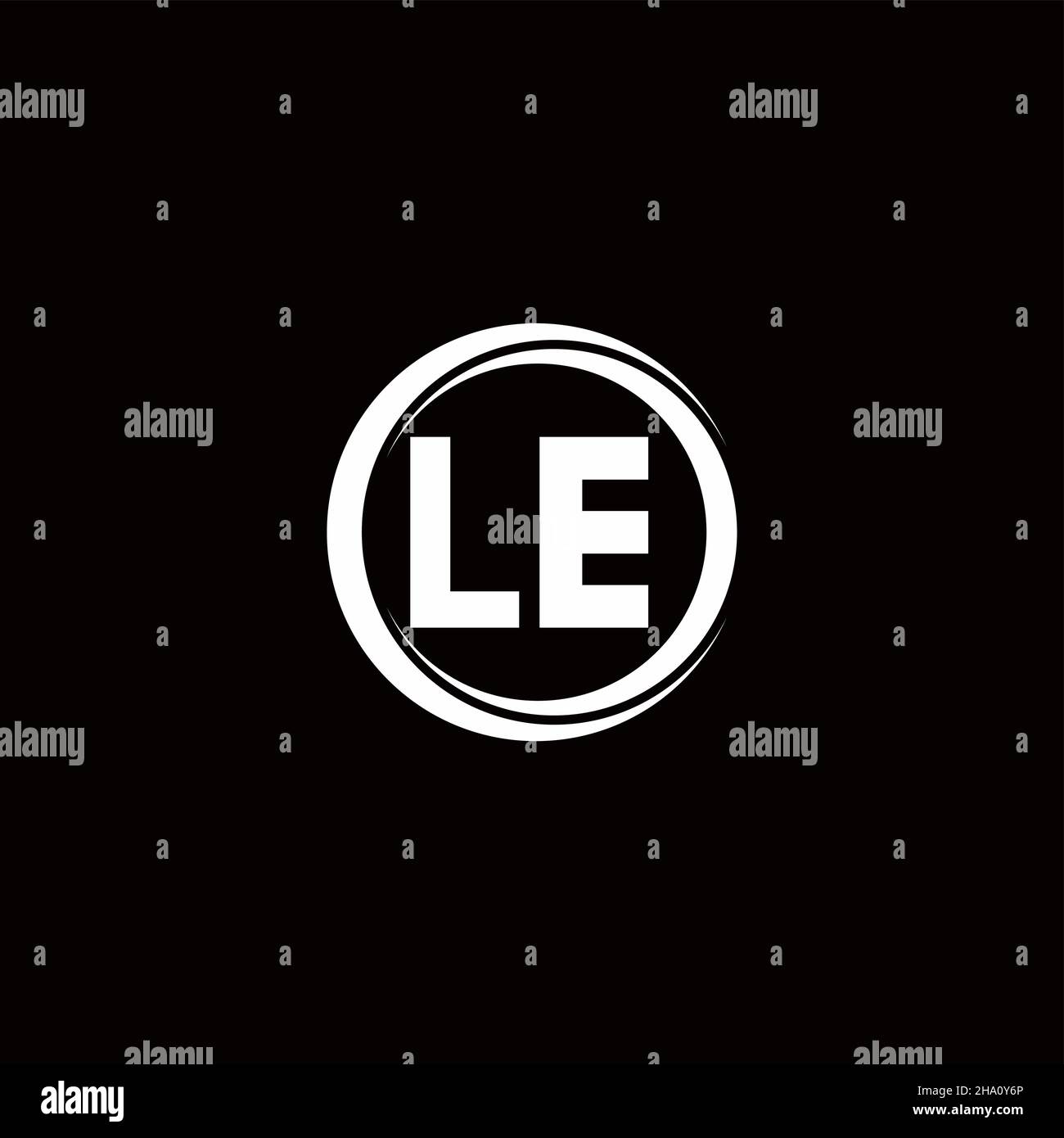 LE logo initial letter monogram with circle slice rounded design ...