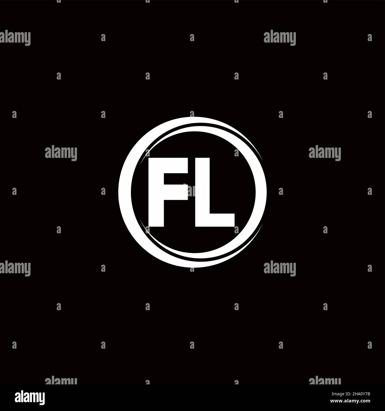 FL logo initial letter monogram with circle slice rounded design ...