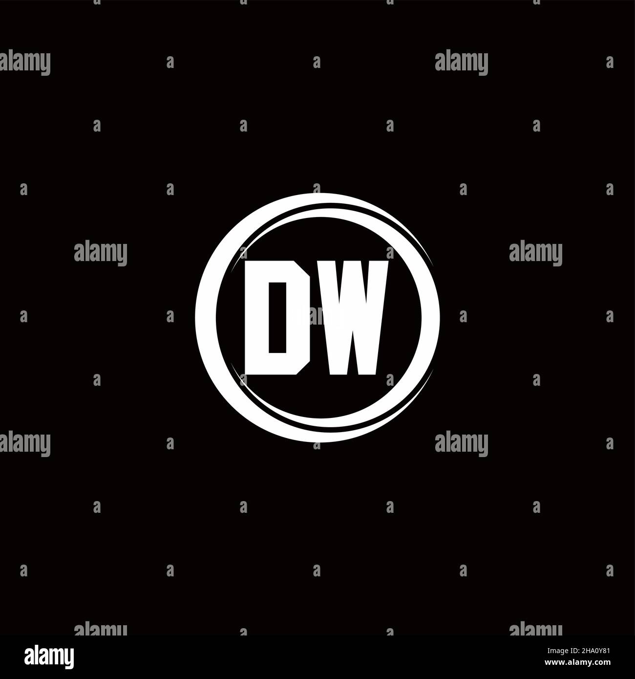 DW logo initial letter monogram with circle slice rounded design ...