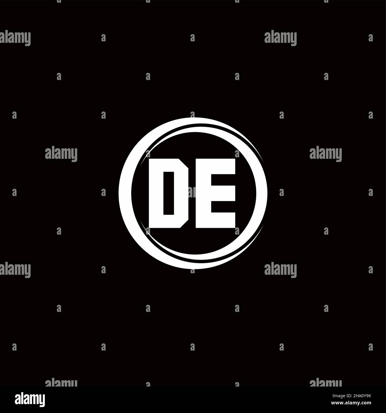 DE logo initial letter monogram with circle slice rounded design ...