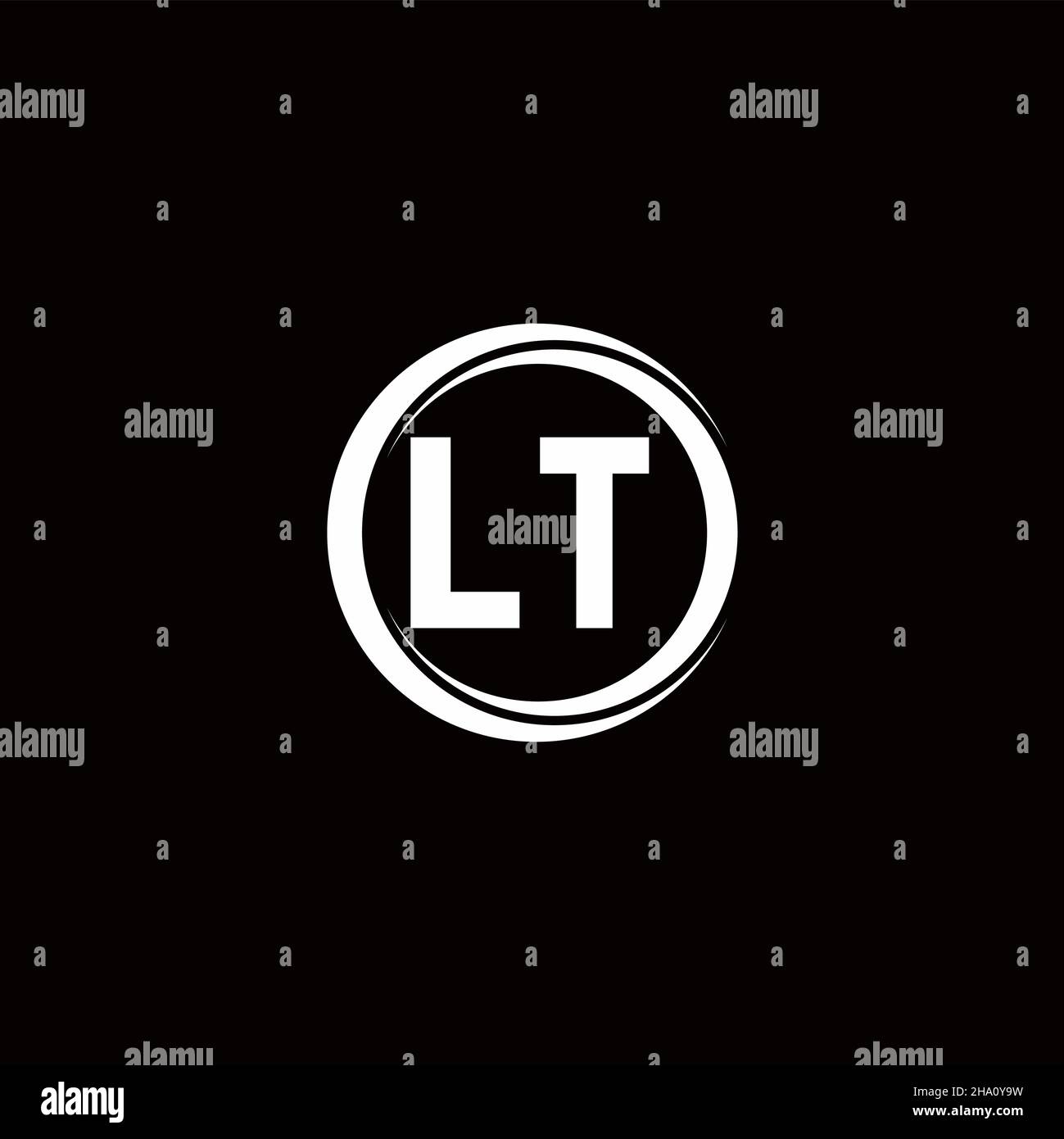 LT logo initial letter monogram with circle slice rounded design ...