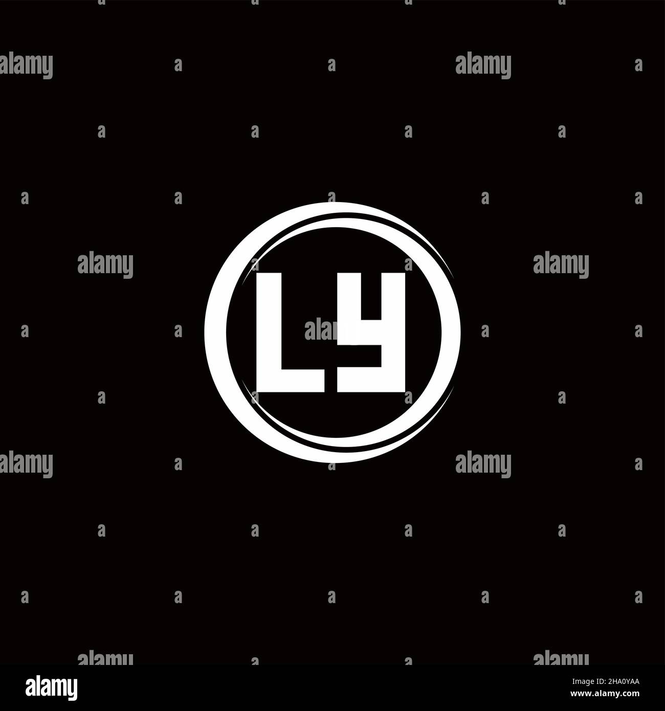 LY logo initial letter monogram with circle slice rounded design ...