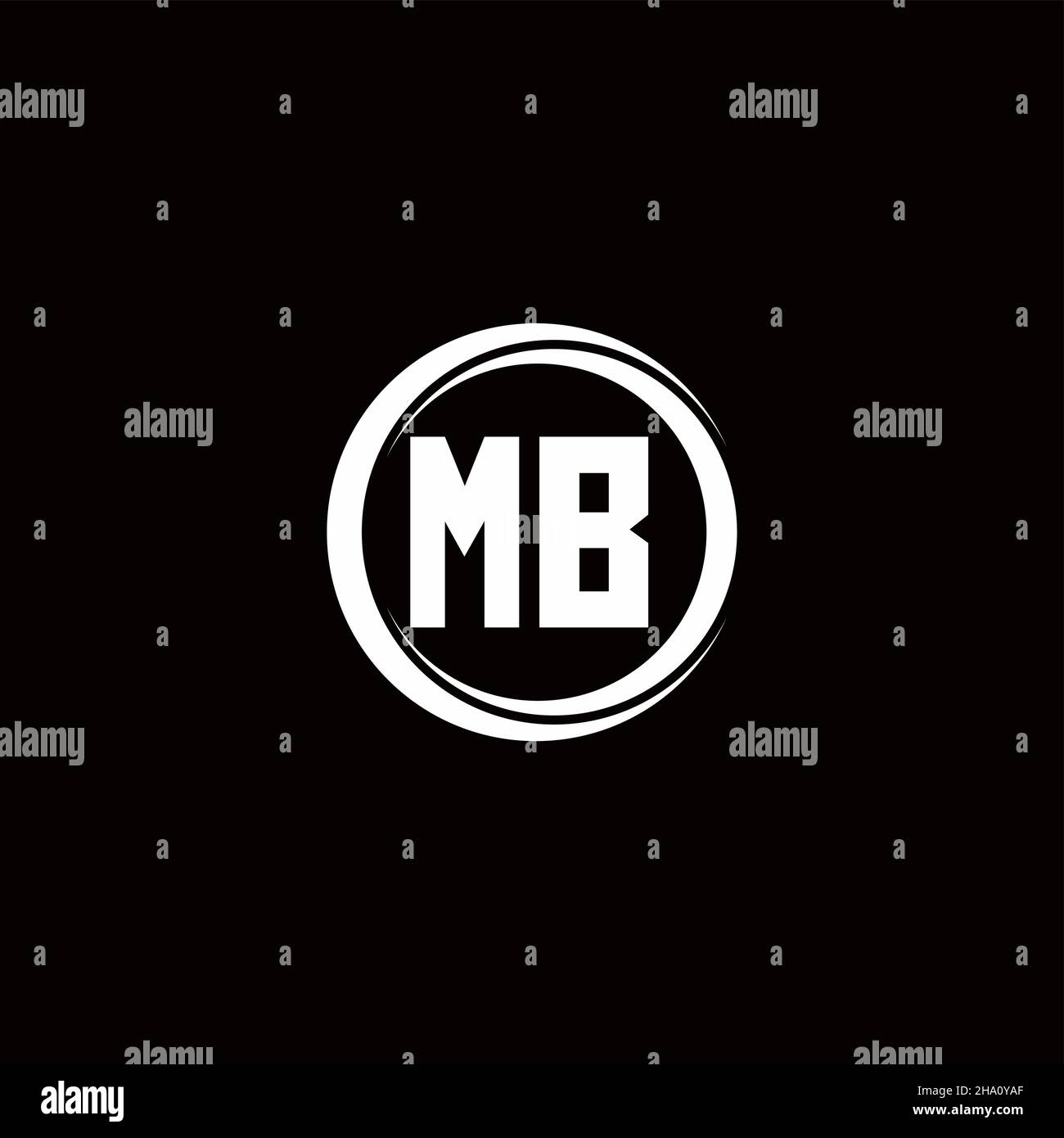 MB logo initial letter monogram with circle slice rounded design ...
