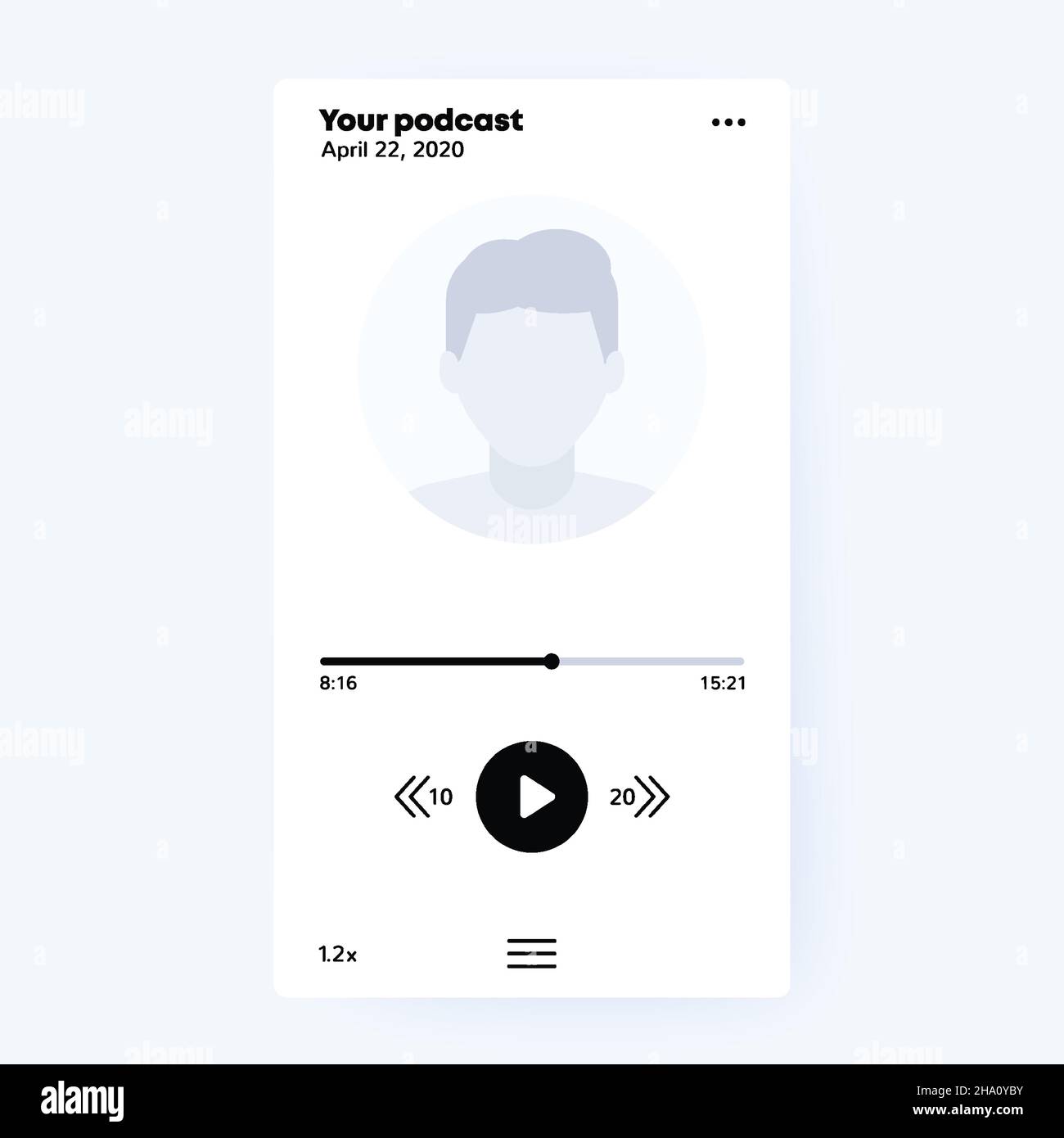Podcast app, mobile ui, minimal design, vector Stock Vector Image & Art ...