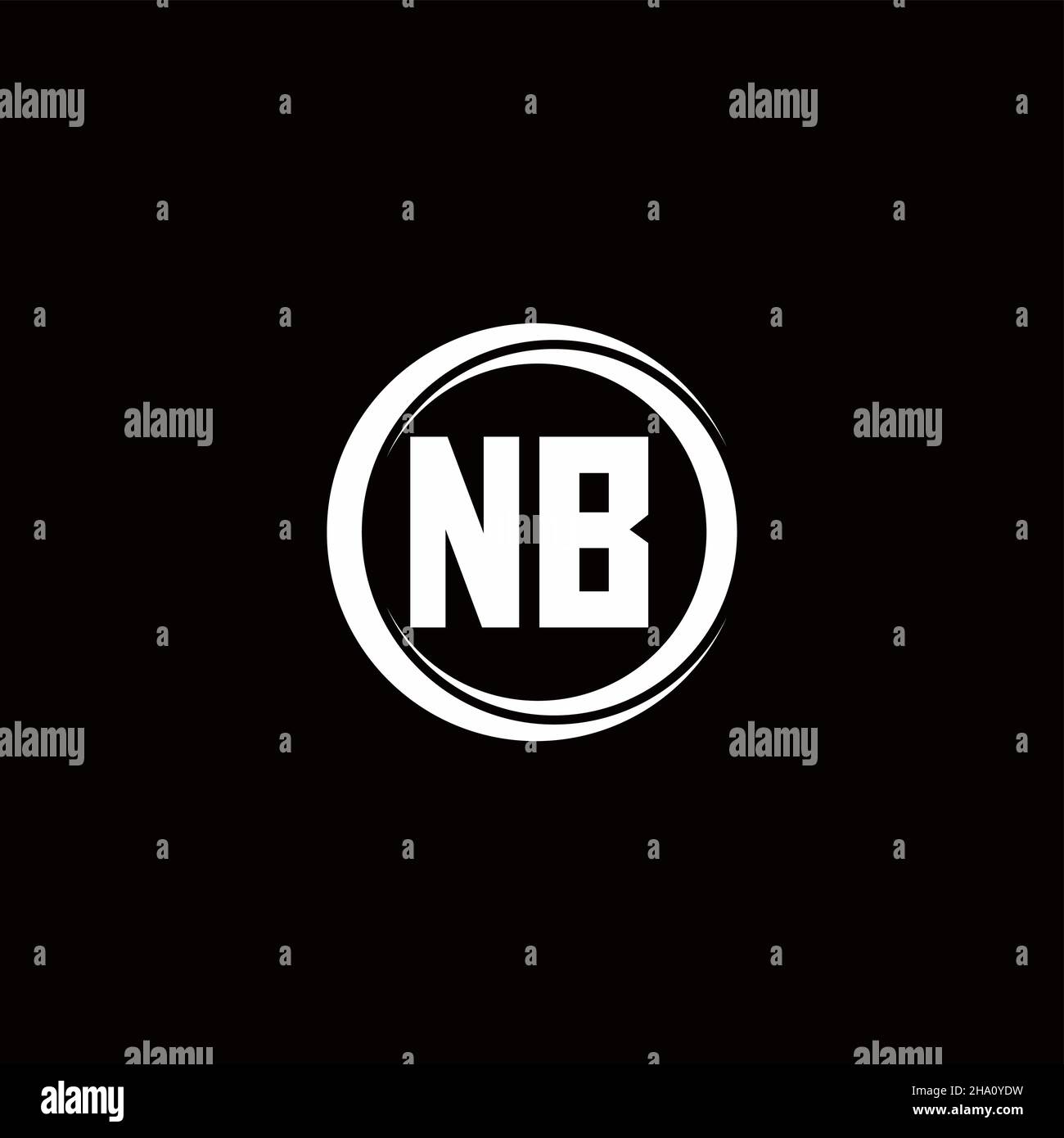 NB logo initial letter monogram with circle slice rounded design ...