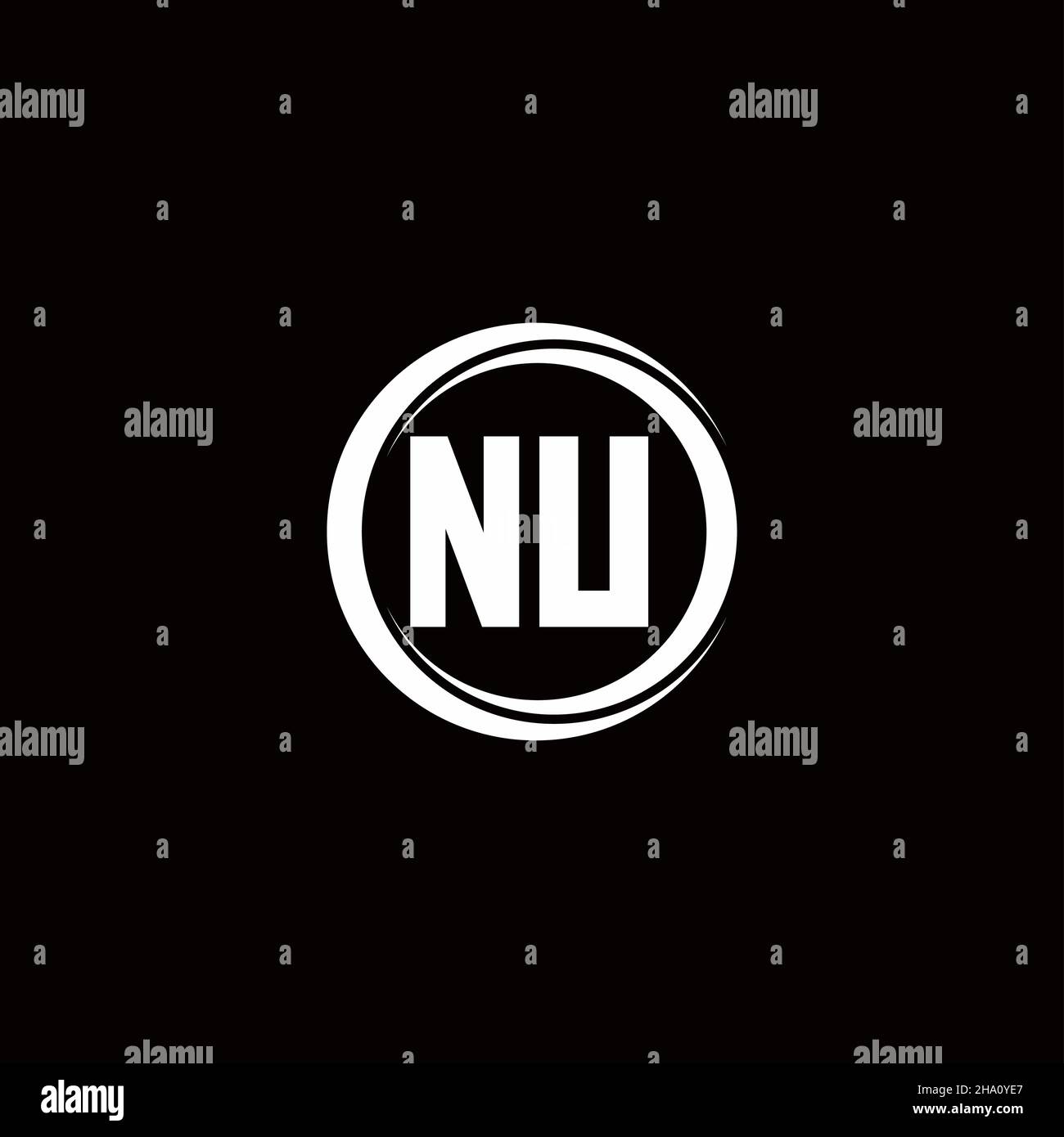 NU logo initial letter monogram with circle slice rounded design ...
