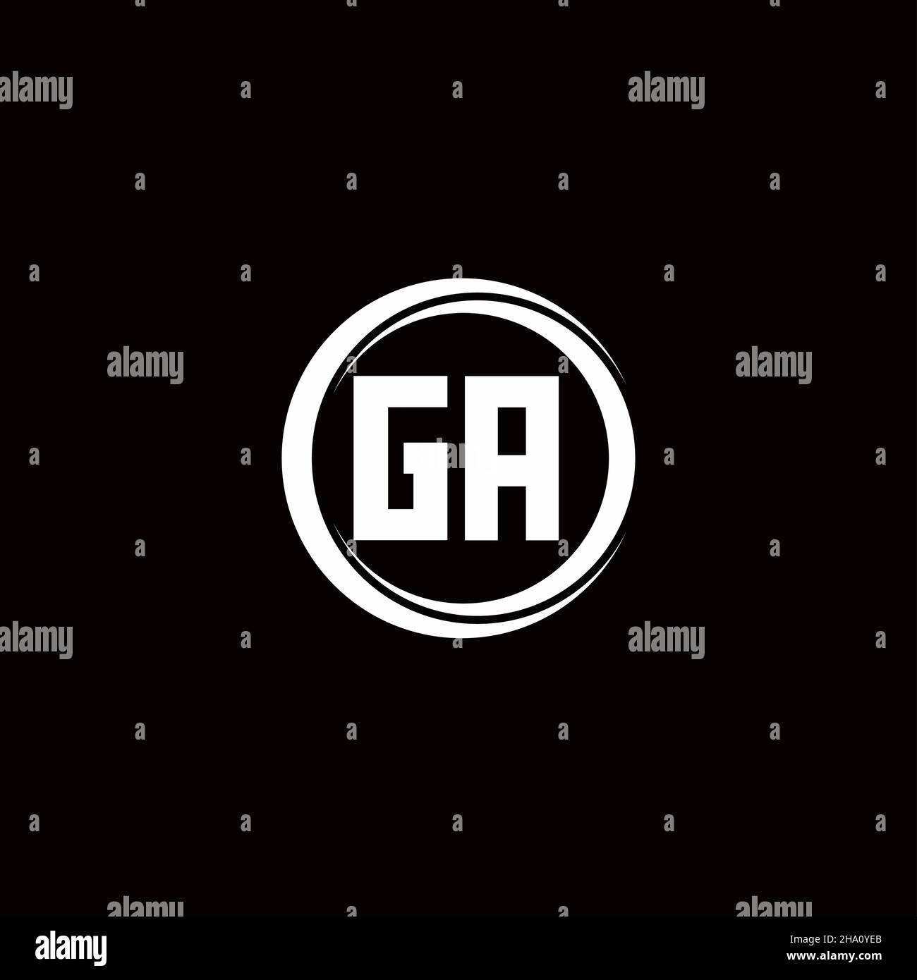 GA logo initial letter monogram with circle slice rounded design ...
